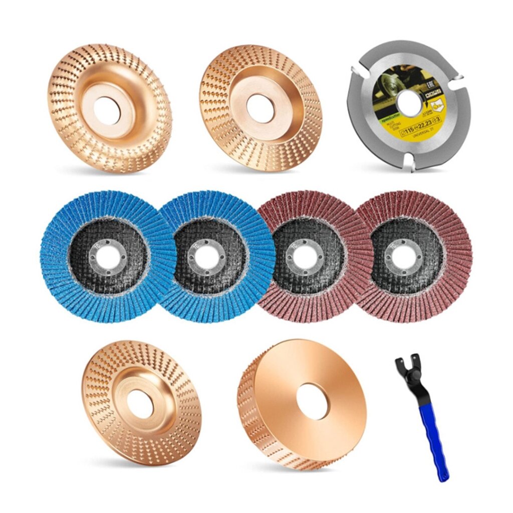 10шт Набор Дисков для Резьбы по Дереву для Угловой Шлифовальной Машины Насадки для Шлифовального Диска Инструменты Для Резьбы По Дереву Деревянный Шлифовальный Круг