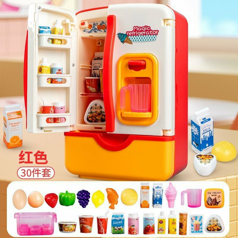 Интерактивная модель звука и света для родителей и детей, симуляция электрического холодильника, детский холодильник с двойной дверью, кухонный холодильник с распылением, продукт для магазина