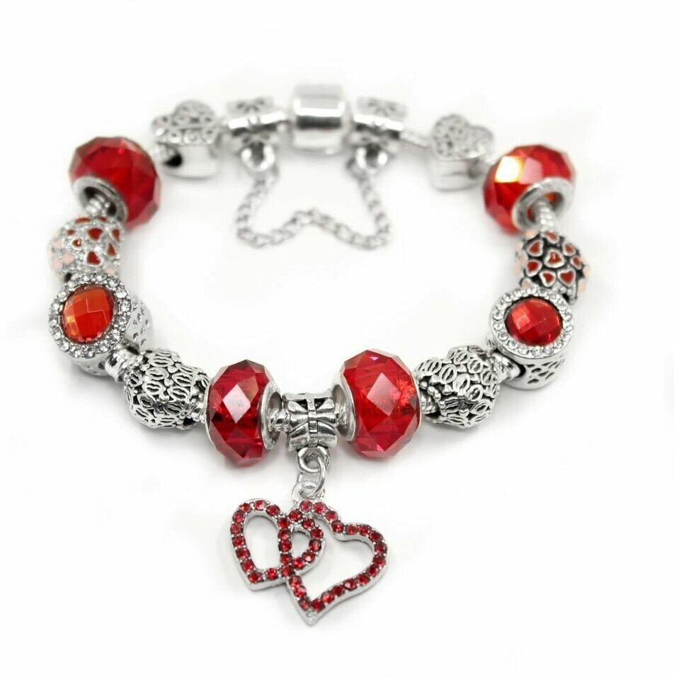 Браслет-цепочка, стразы, муранское стекло, стекло