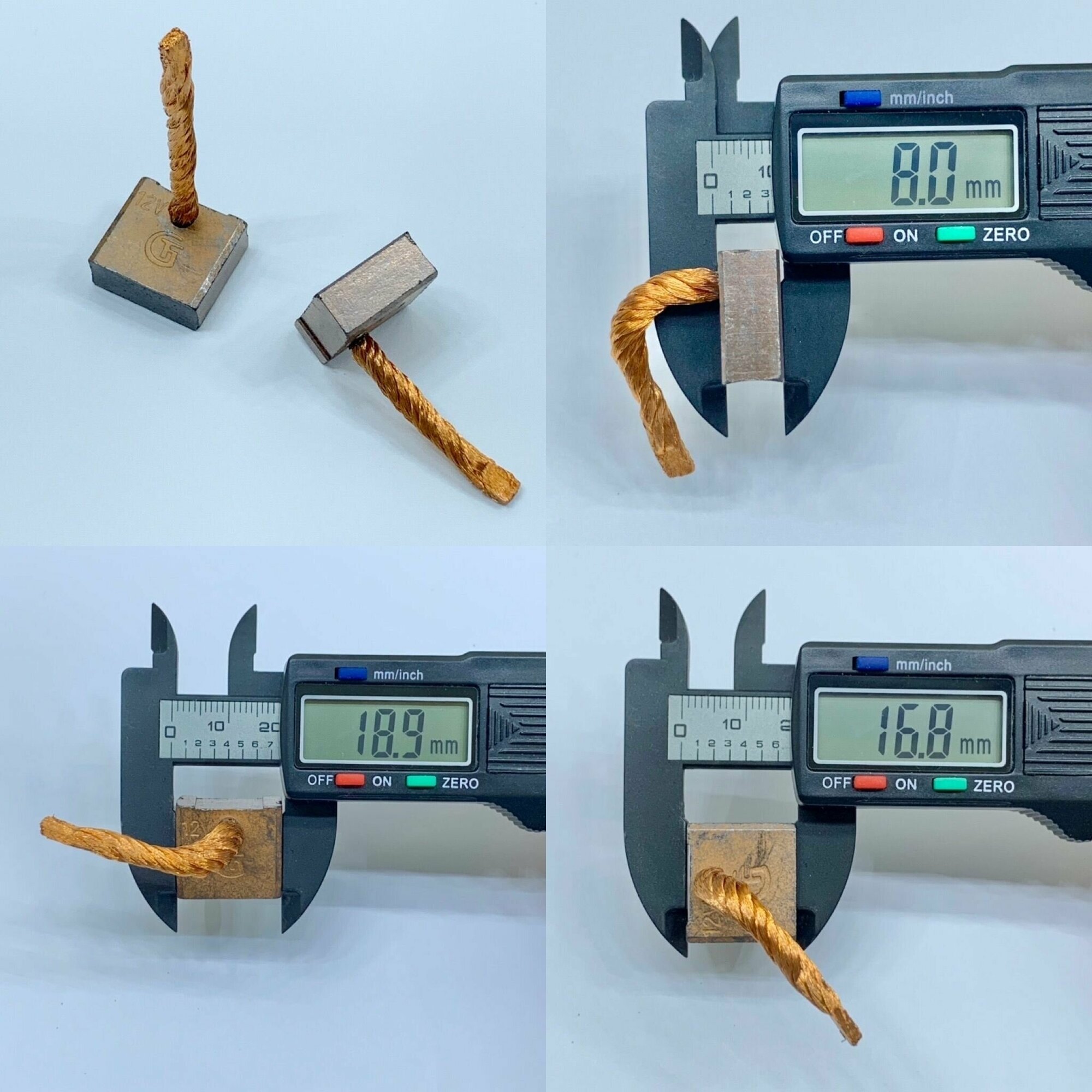 Щетки 8*19*17мм. меднографитовые для мотора отопителя, печки (провод с боку) комплект 2 штуки