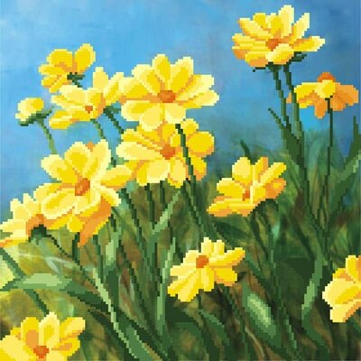 М. П. Студия Г-027 №1 Полевые цветы канва для вышивания бисером 40×40 см качественная