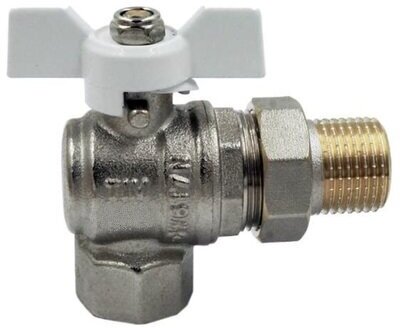 Кран шаровой угловой с американкой 1 г/ш. бабочка белая усиленный TIM