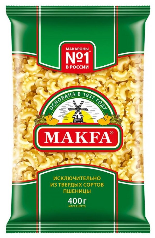 Макфа Макароны Петушиные гребешки, 400 г 10 шт