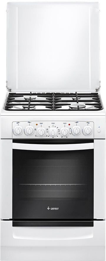 Газовая плита GEFEST ПГЭ 6102-02 0300, электрическая духовка, чугун, белый