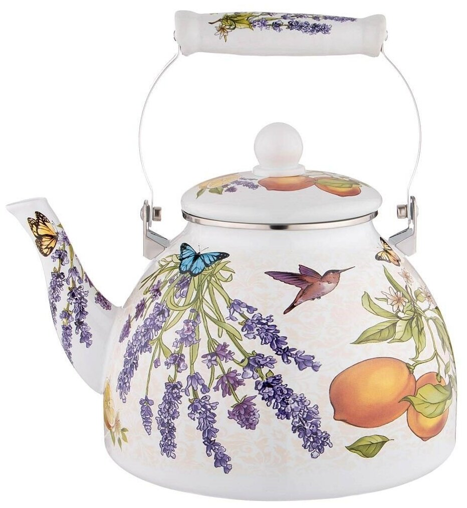 Чайник agness эмалированный, серия "Прованс лимоны", 4 л