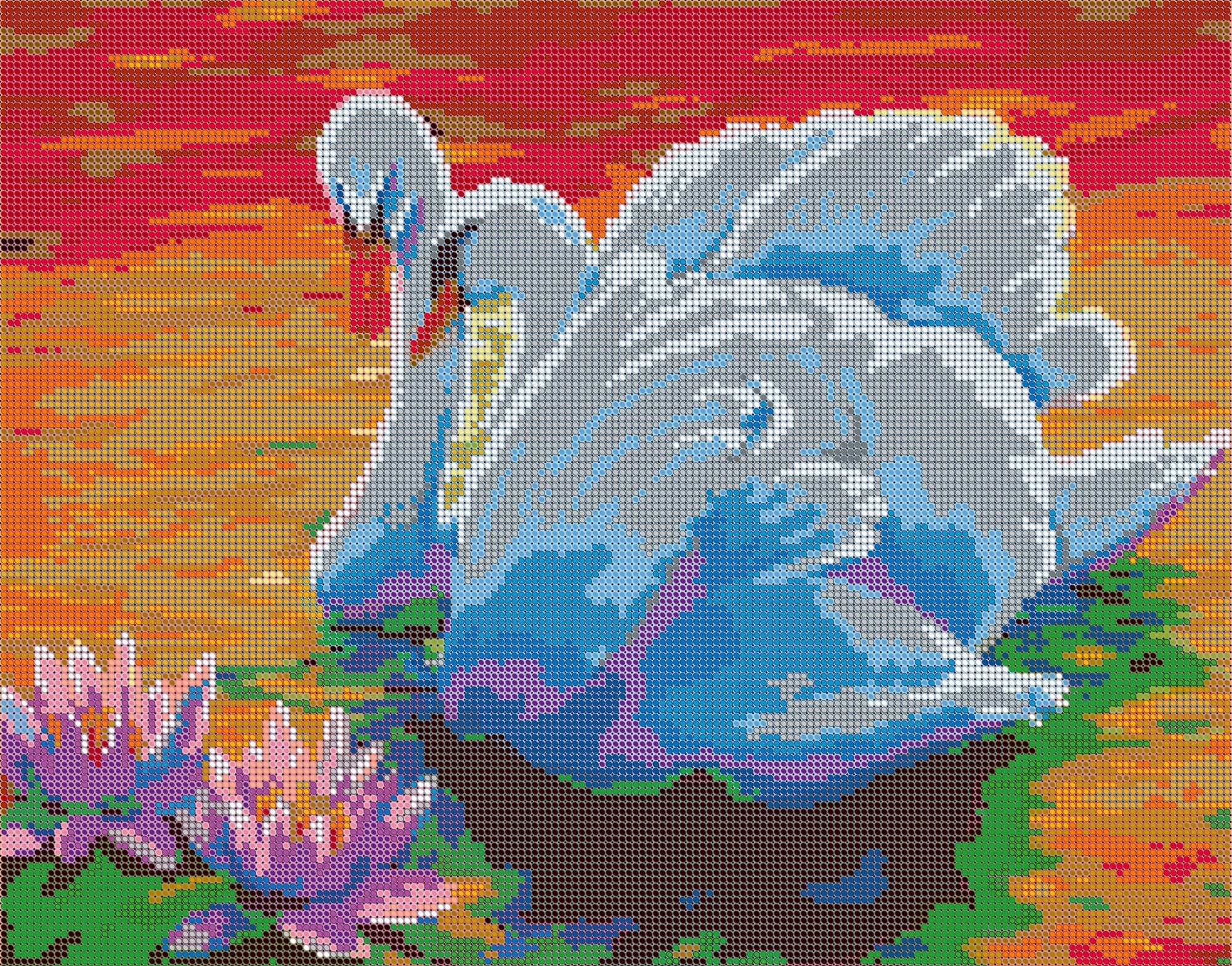 Вышивка бисером картины На закате 30*38см