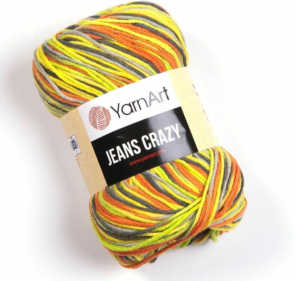 Пряжа Jeans Crazy (YarnArt), лимон принт - 7201, 55% хлопок, 45% полиакрил, 5 мотков, 50 г, 160 м.