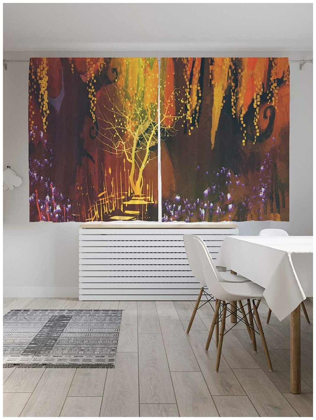 Фотошторы короткие "Таинственная сказочность", 2 полотна шириной по 145 см, высота 180 см, JoyArty