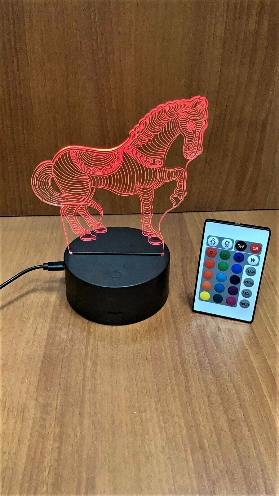 3D Светильник с пультом " Лошадь " №68