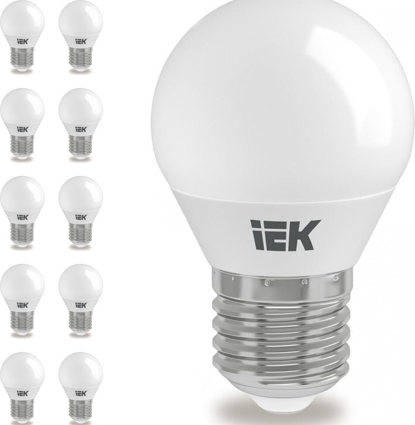 Светодиодная лампа IEK Eco 3W эквивалент 25W 3000K 216Лм E27 шар (комплект из 10 шт.)