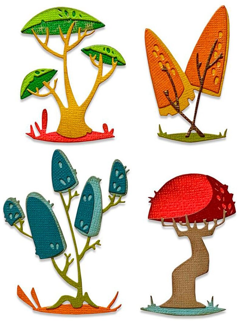 Sizzix Tim Holtz Funky Toadstools 5 шт ножи для вырубки, причудливые поганки