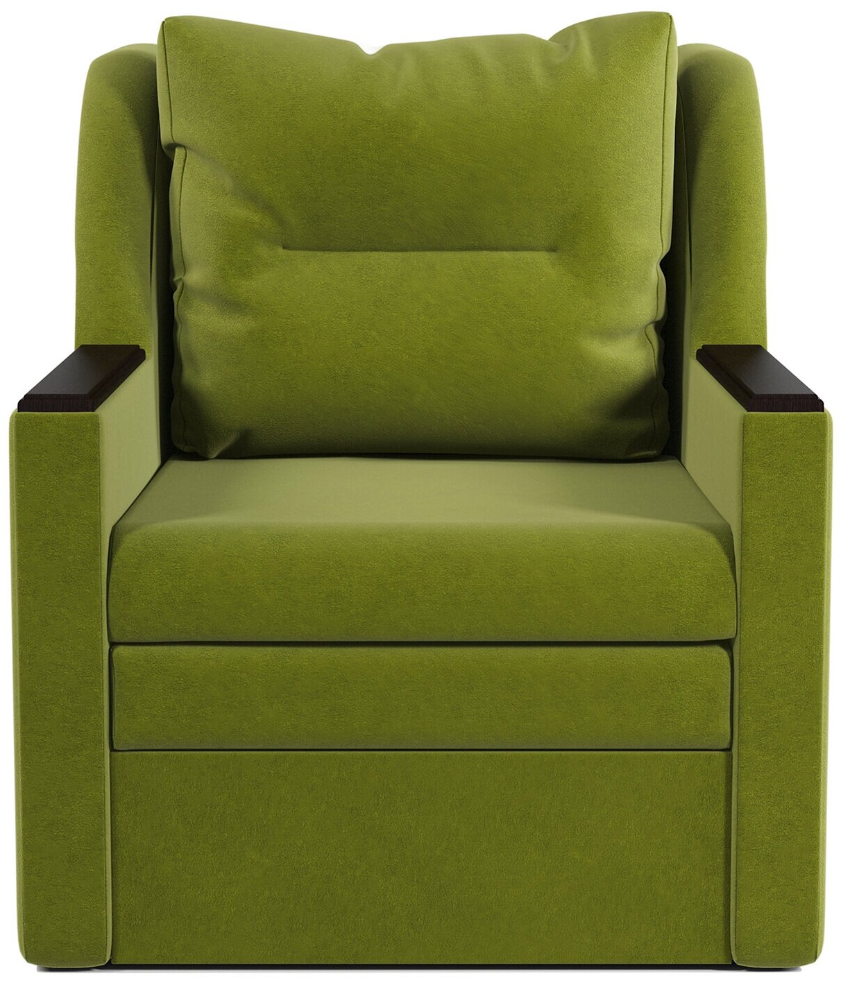 Кресло-кровать Соло, велюр Дрим эппл, с подлокотниками и ящиком для белья, механизм "раскладушка" 82х94х93 см