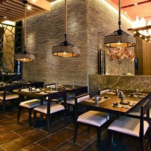 Люстры, Riserva, Ретро конопляной канат, железо, круглая, черная, E27 ламповая головка, без источника света