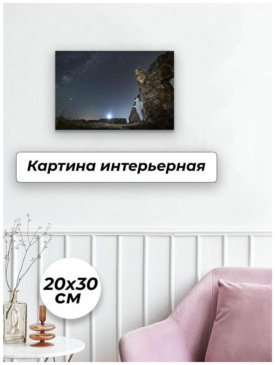 Картины для интерьера на холсте 20х30/ Звездное небо / Космонавт