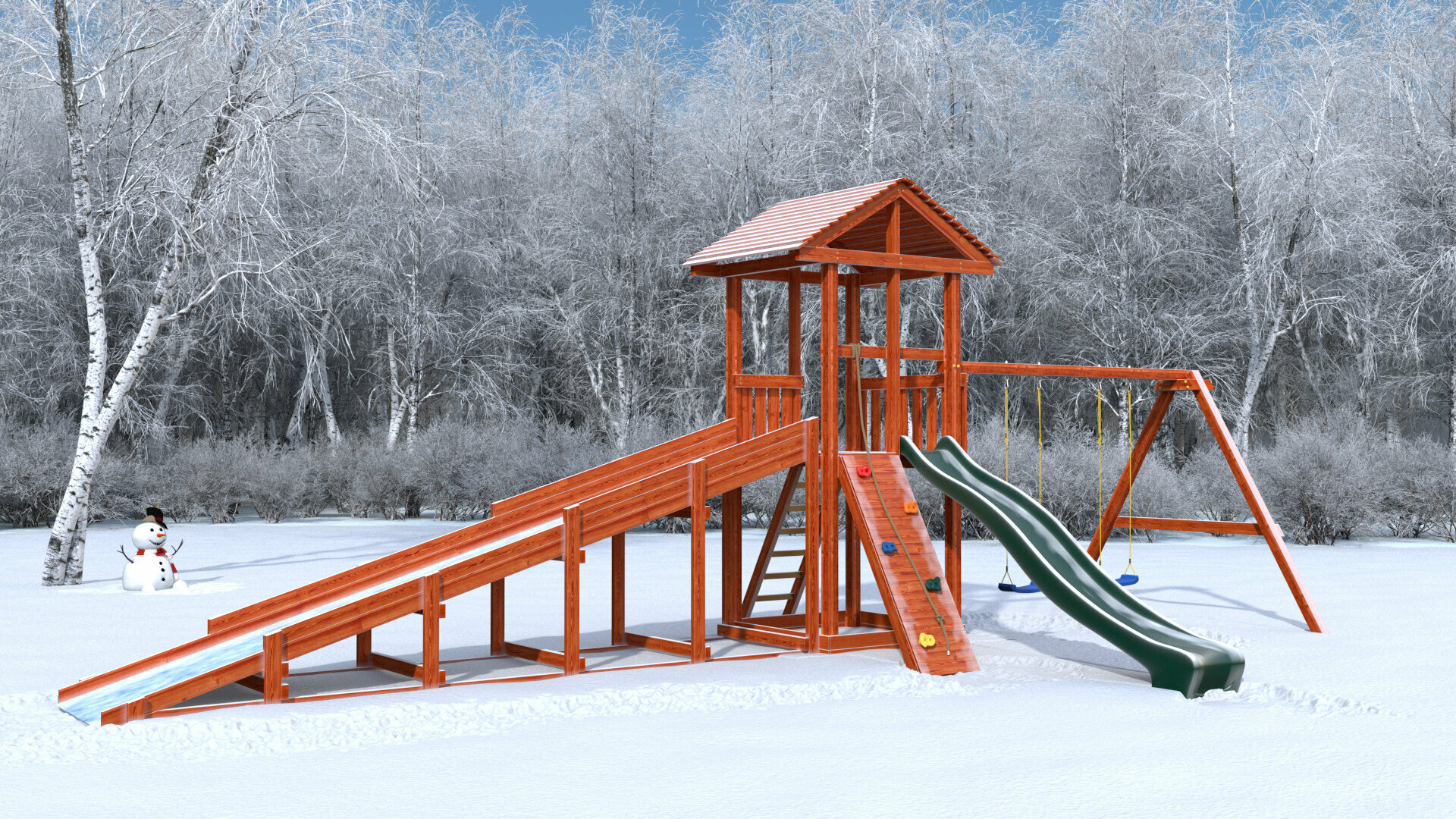 CustWood All-Season 2 Детская деревянная игровая площадка для улицы дачи