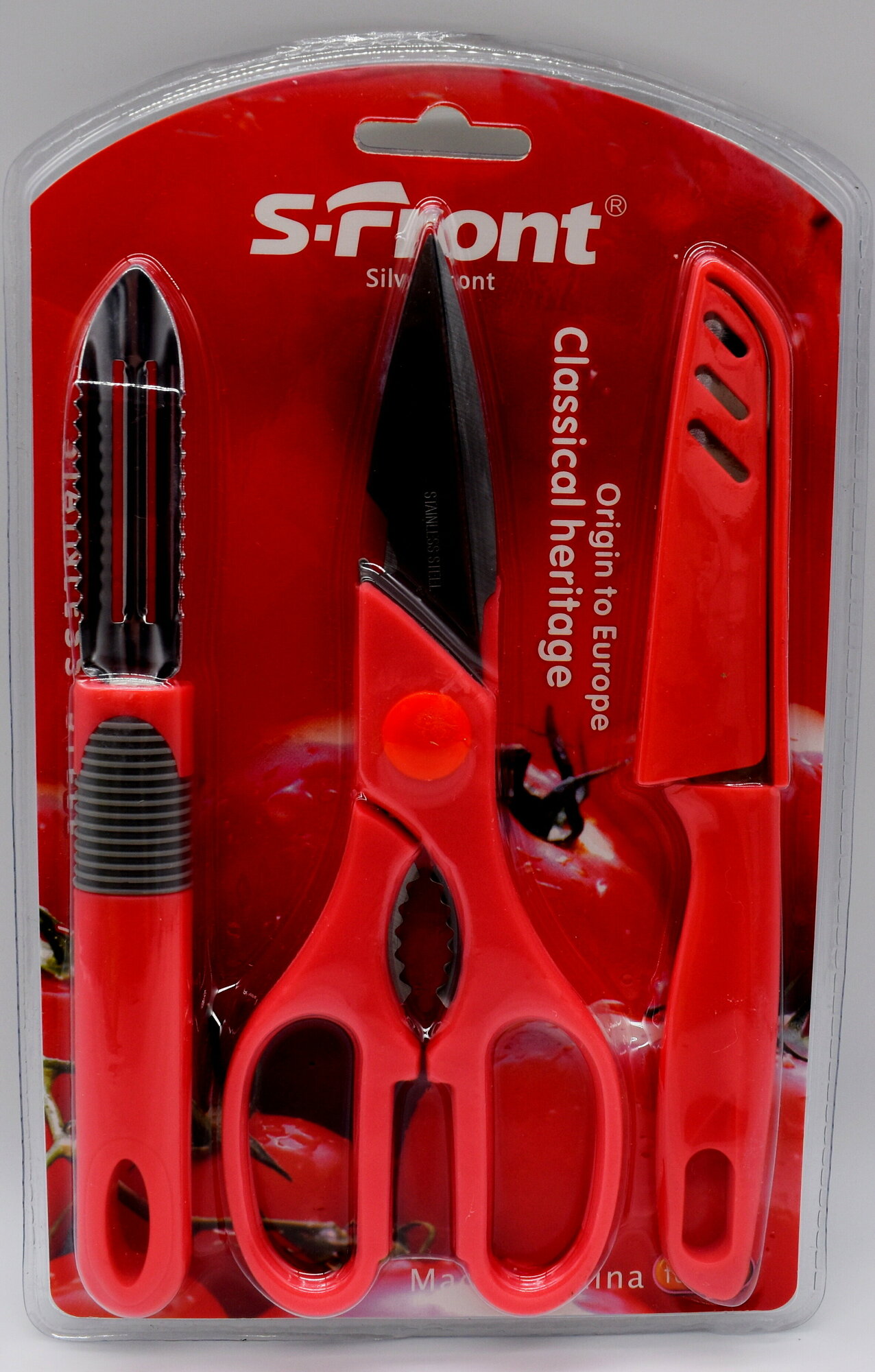 Кухонный набор ножей S-Front 3 предмета, цвет красный