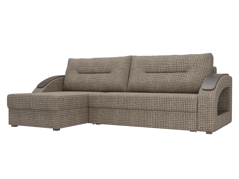 Угловой диван Канзас Коричневый Рогожка, еврокнижка, 240х160х85 см, с ящиком для белья
