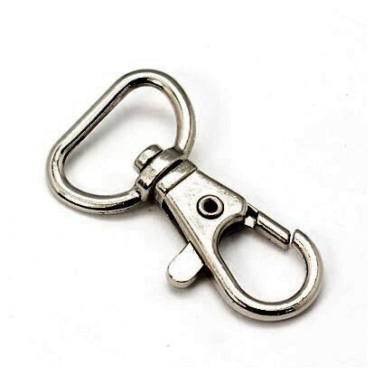 Застежка, 40х25мм, карабин удлиненный, с вращающимся кольцом, базовый материал - латунь, стального цвета, 10 шт.