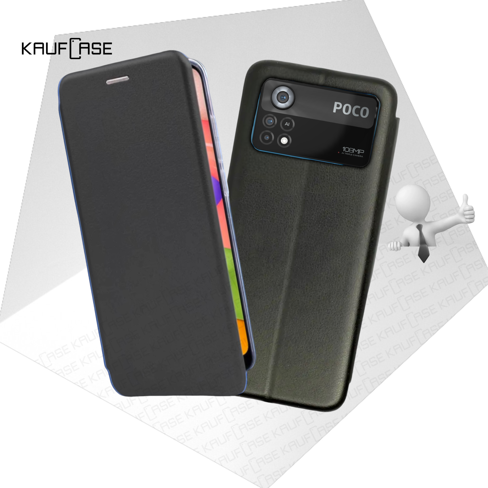 Чехол книжка для телефона Xiaomi Poco X4 Pro 5G (6.67"), черный. Текстура под кожу
