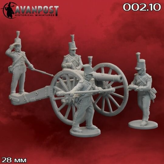 002.10 Длинная 6-фунтовая пушка с расчётом (1807-1812)