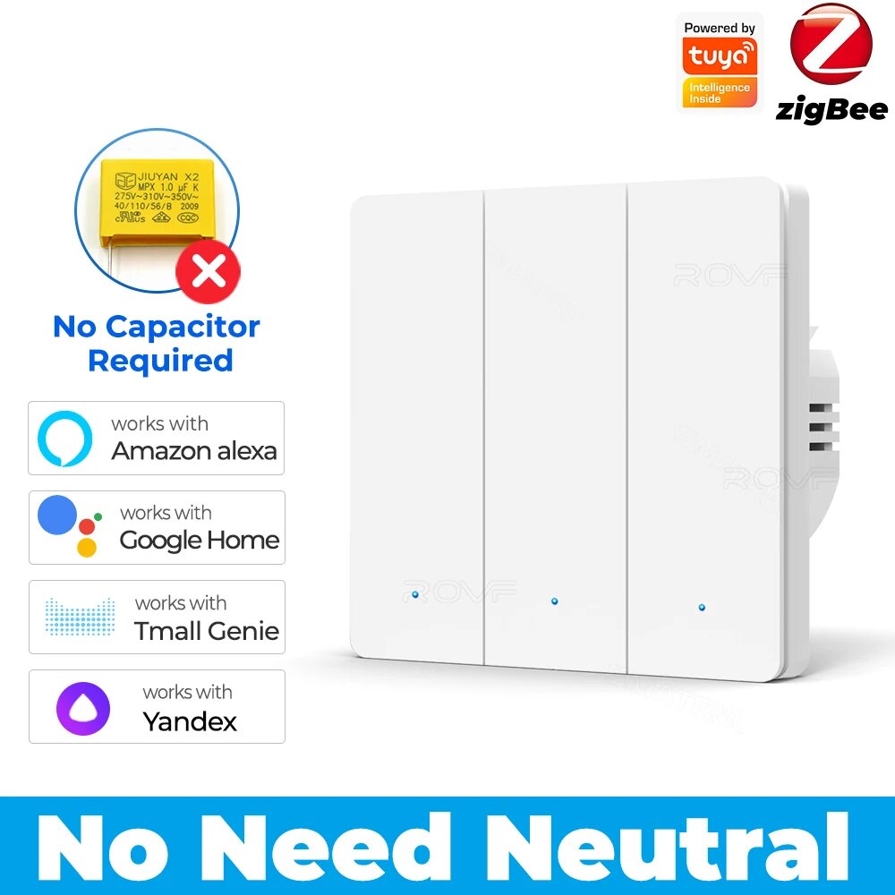 SZKOSTON Умный переключатель ZigBee, White 3 gang
