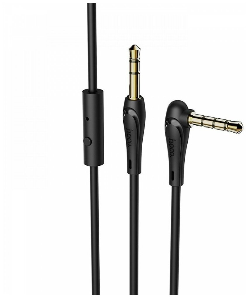 AUX Audio кабель 3,5 мм, UPA15, HOCO, угловой, черный