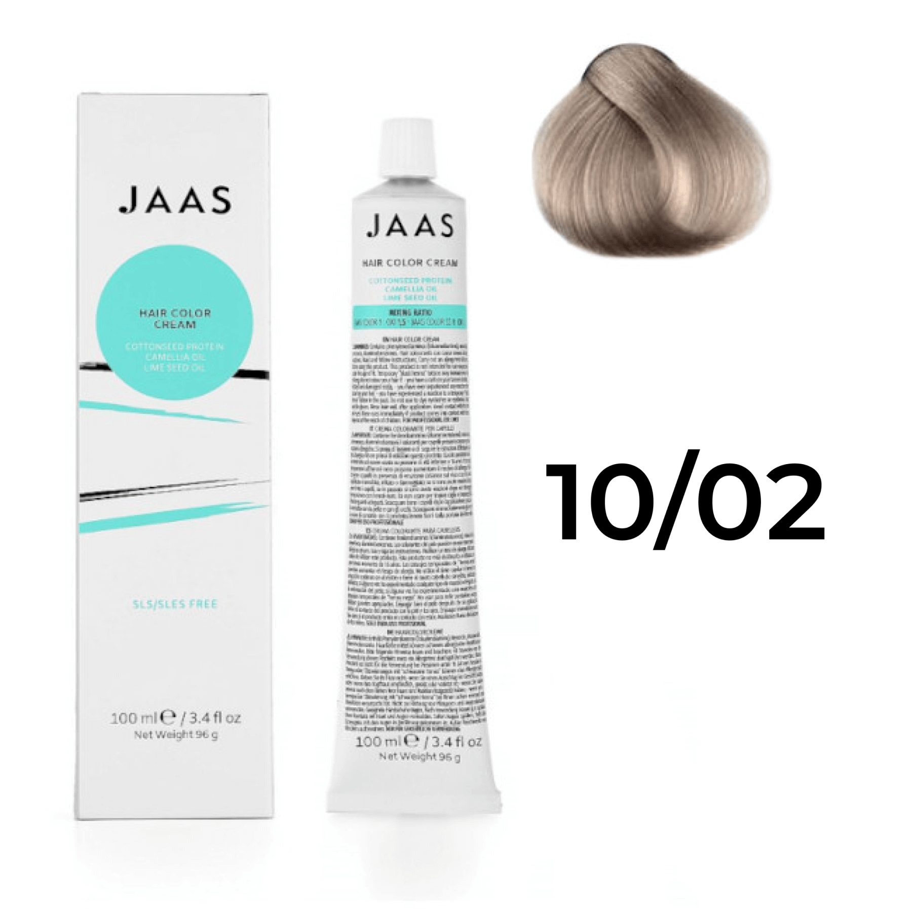 Крем - краска для волос профессиональная Jaas 10/02 Светлый блонд Фиолетовый 100 мл