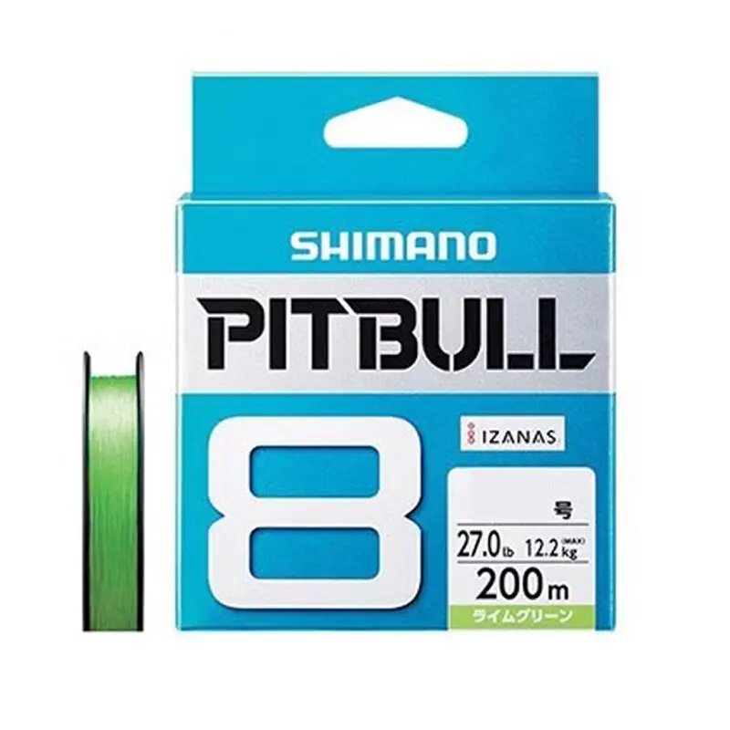 Рыболовная леска Shimano Pitbull X4/X8, плетенная, зеленовато-синяя 1.0, X8-200M