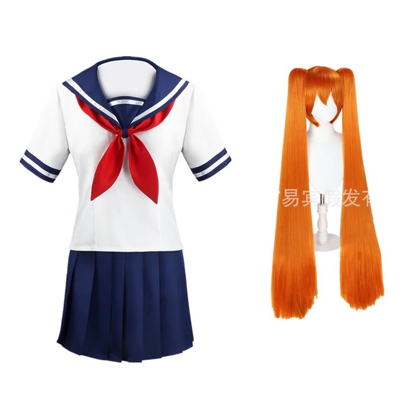 Yandere Simulator Ayano Aishi / Osana Najimi Косплей костюм Оранжевый, М, costume and wig3