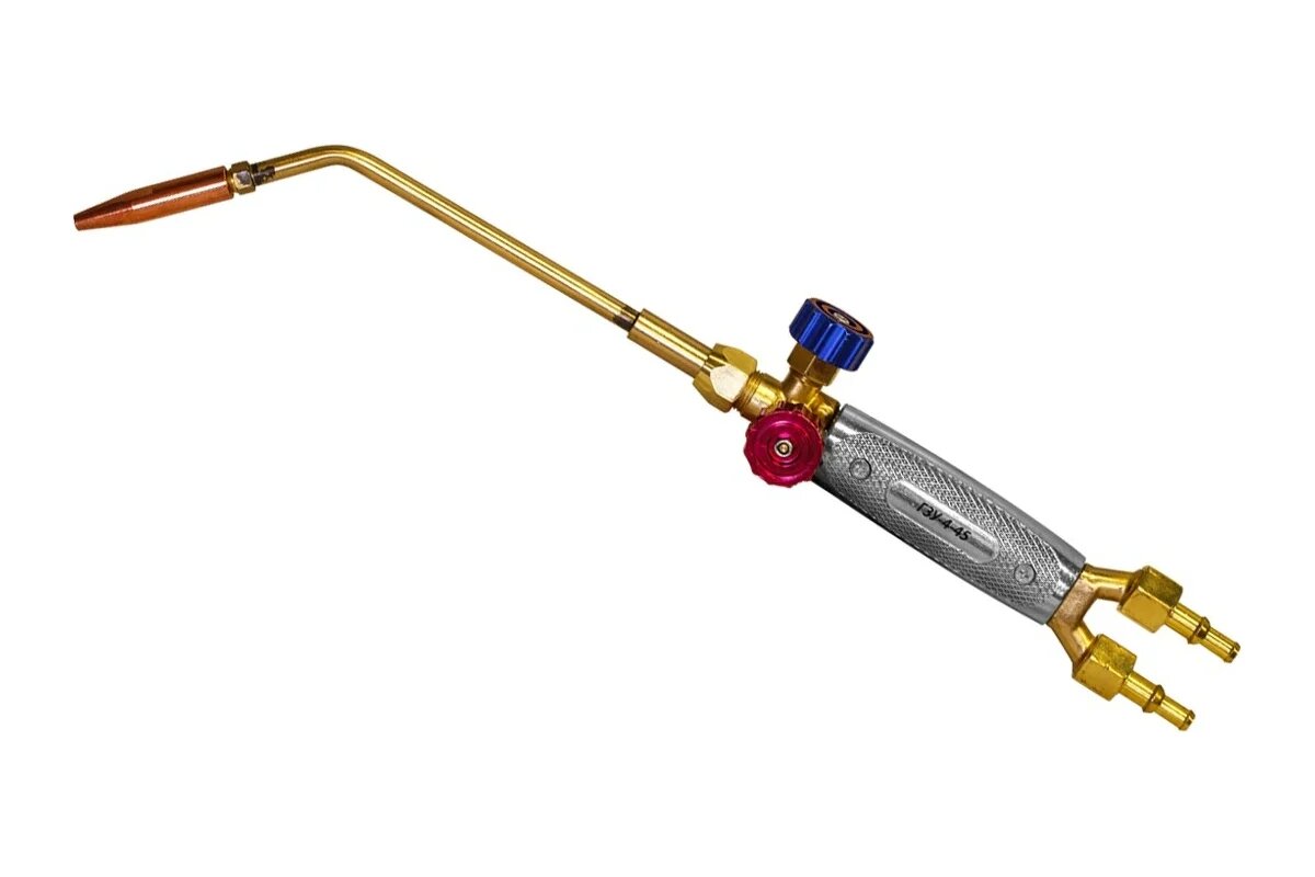 Пропановая горелка Сварог Г3У‑4‑45 G4‑100‑LPG инжекторный тип с сменными наконечниками 6/9 мм, вес 0,66 кг, габариты 470×123×55 мм