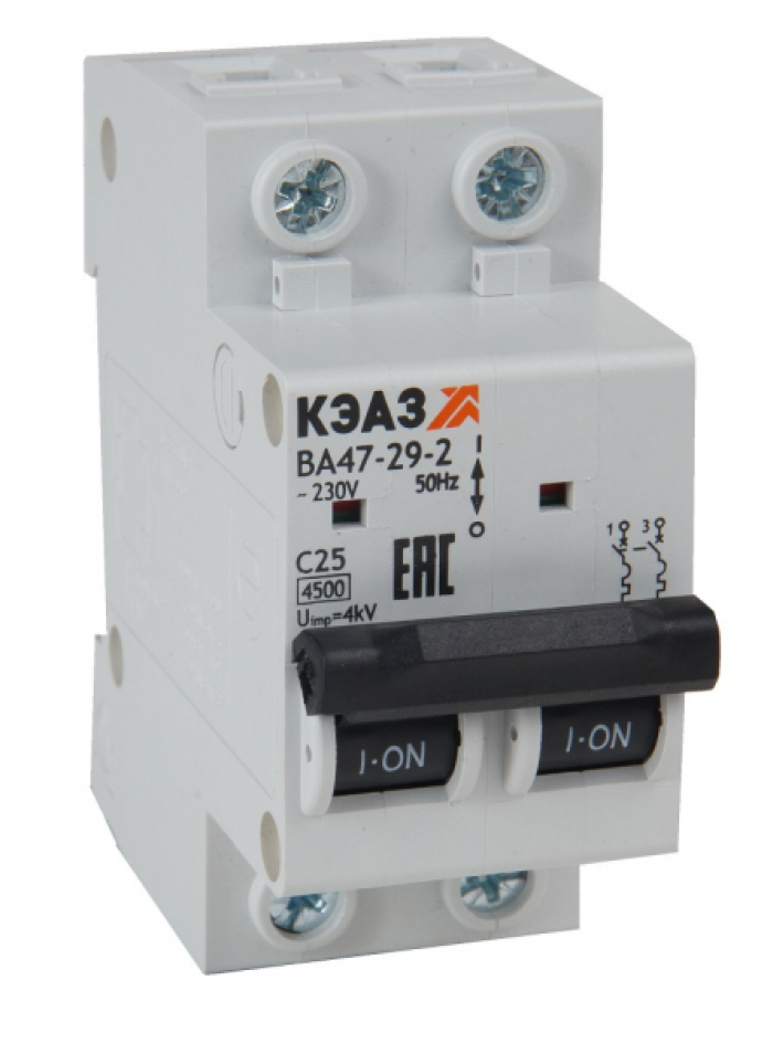 Автоматический выключатель КЭАЗ ВА47-29-2C5-УХЛ3, 2P 5А характеристика С, 4.5кА, 318251 / электроавтомат