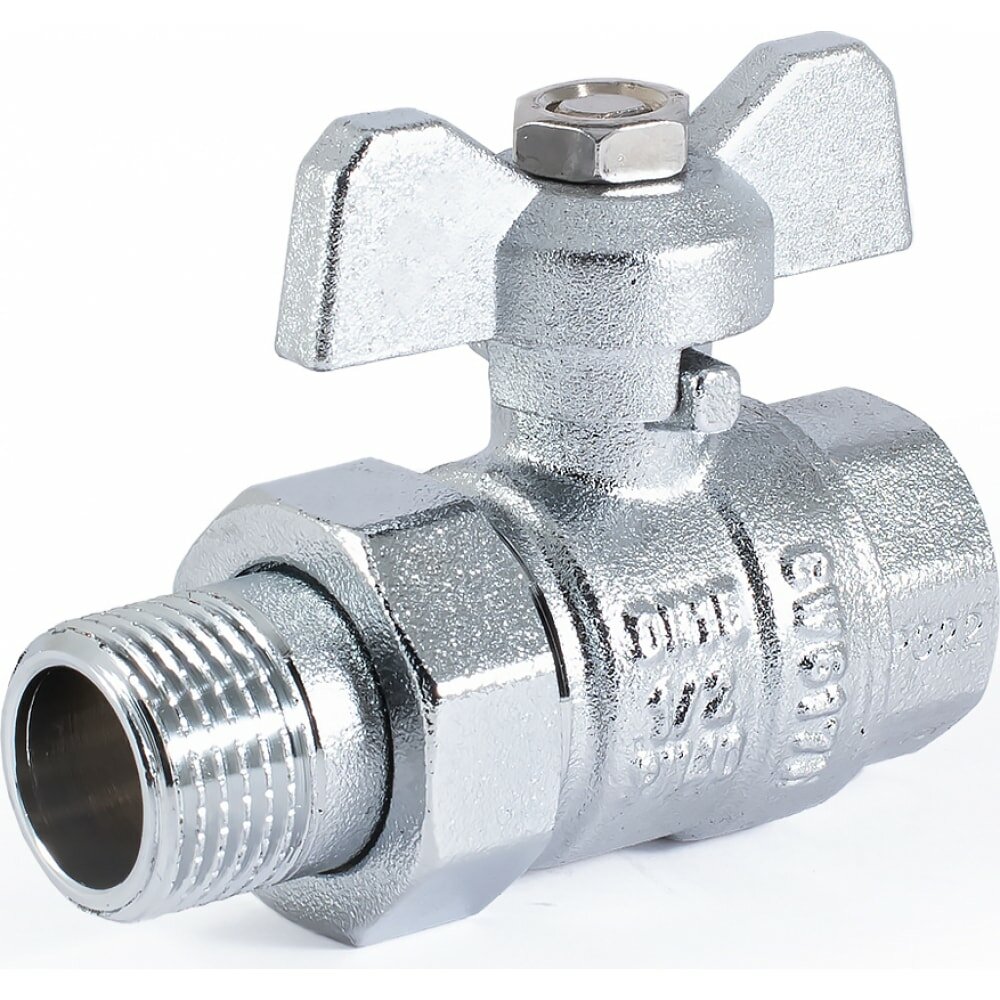 Шаровой кран PROFACTOR с полусгоном Хром в/н бабочка 1/2 дюйма