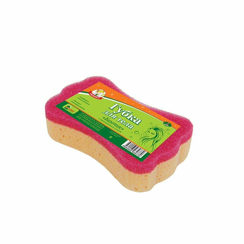 Губка для тела (поролон+массажный слой, фигурная) Бантик MPU0779/Умничка