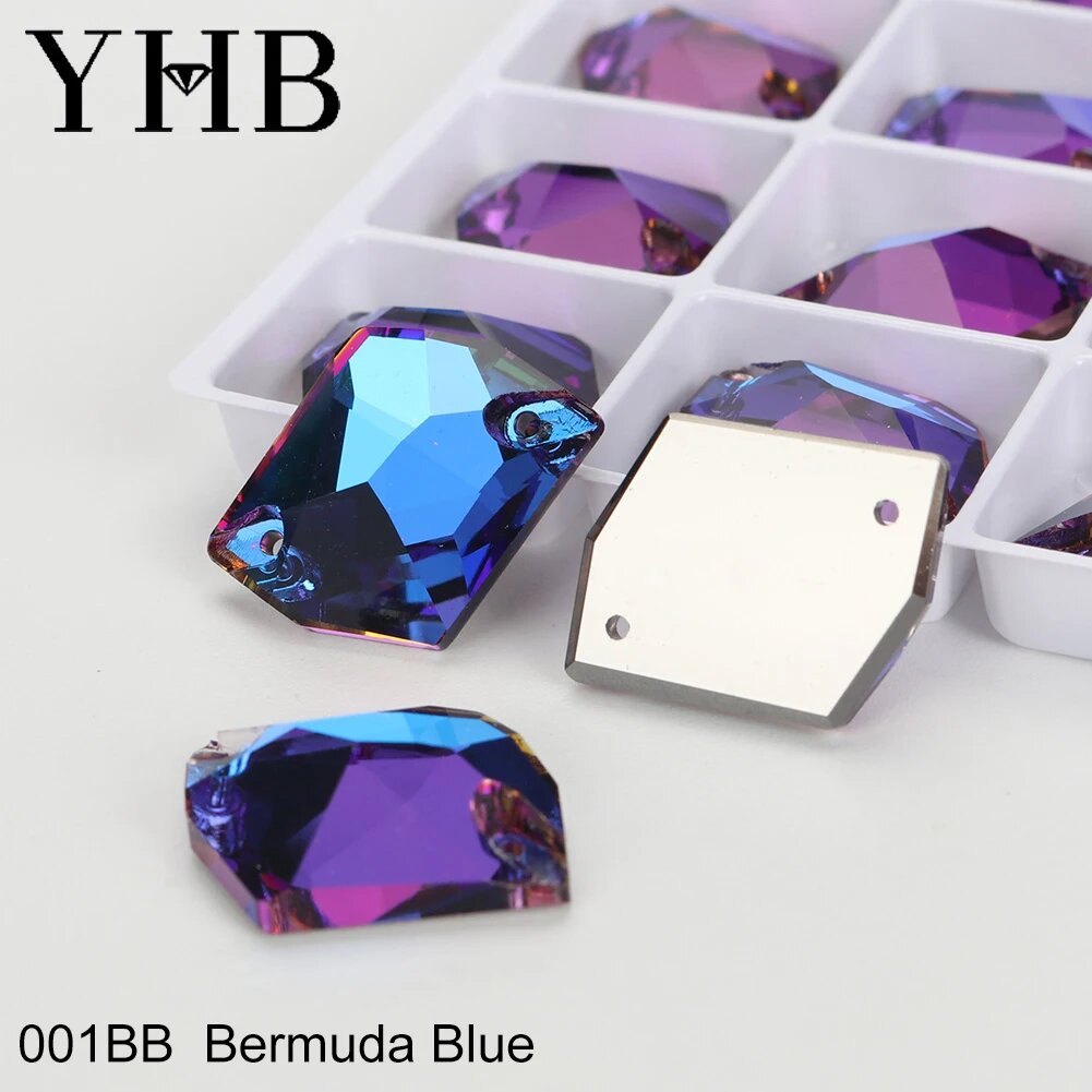 Стразы YHB космическое стекло кристалл AB лунный Фиолетовый, 28Pcs 11mm 14mm, 001BB Bermuda Blue