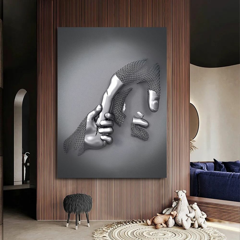 Картина "Металлические люди", абстракция, на подрамнике, 40x60 см