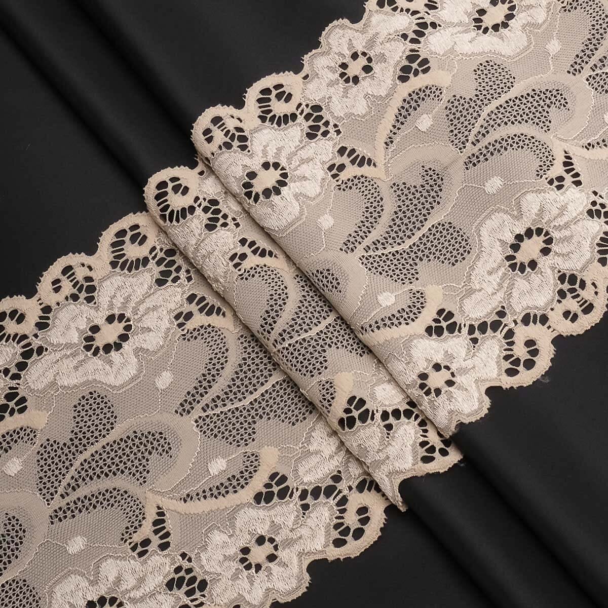 Кружево эластичное для шитья нижнего белья Айрис, 15см*3,4м, цвет телесный