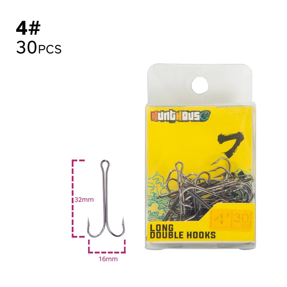 Hunthouse Двойные крючки 4#, 30 шт