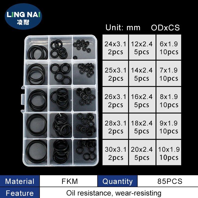Комплект уплотнительных колец из нитрилового силикона и резины в коробке, комплект для ремонта NBR, уплотнительный клапан для смесителя, водонепроницаемый маслостойкий комплект прокладок