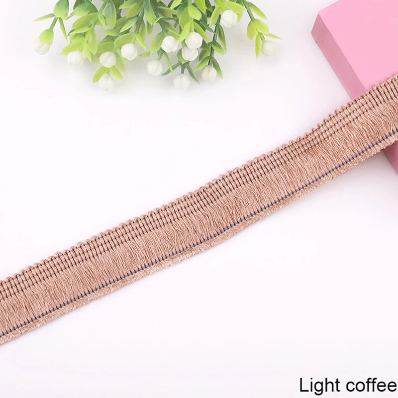 Бежевая тесьма с бахромой, 2 см, Light coffee