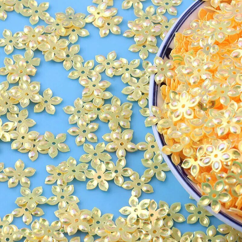 Пайетки цветы 9 мм, Цвет: JG yellow, 10г