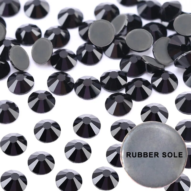 Стразы черные стеклянные SS6-SS30 Черный, SS16-1440pcs, Hot fix-Iron on