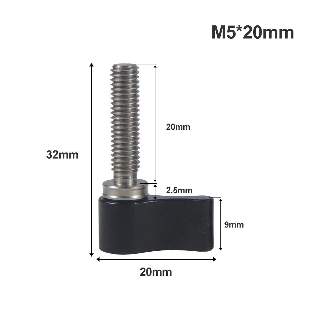 Ручной винт M5 для экшн-камер GoPro, Insta360, Sony Black L Type 20mm, Stainless steel