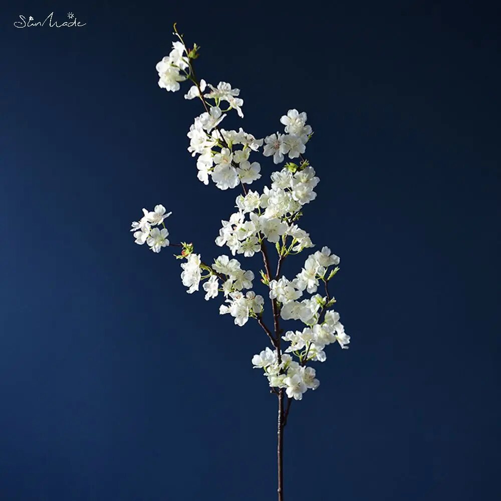 Искусственные цветы SunMade вишня розовые белые Белый, Milky White