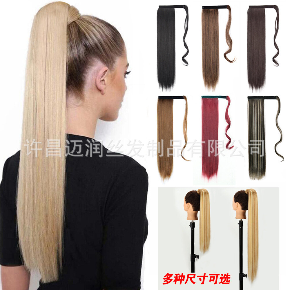 Хвост на липучке, химическое волокно, удлиненный бандаж, наращивание волос, длинный прямой хвост, импортная торговля, парик, оптовая продажа, хвост