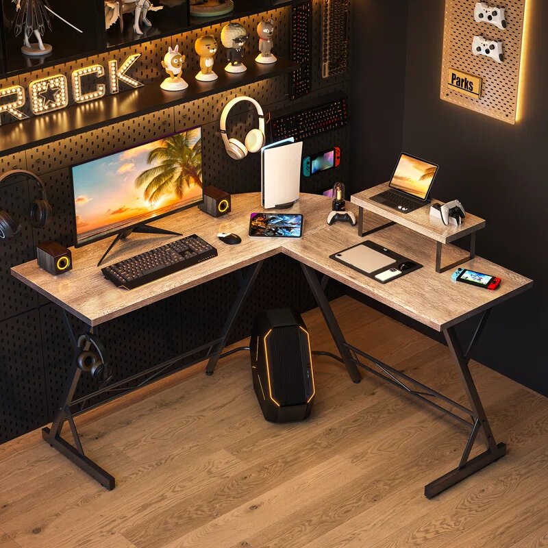 Компьютерный угловой письменный стол, игровой стол деревянный с ящиками Джолин