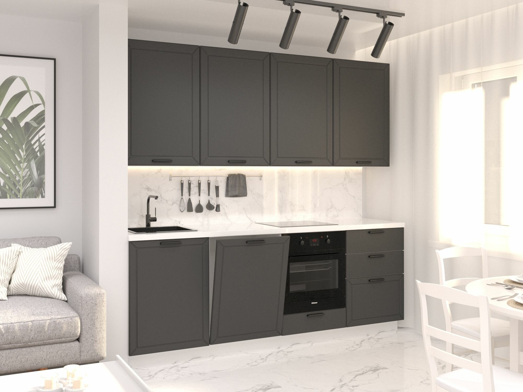 Кухонный гарнитур Глетчер Маренго Силк, 2400 мм