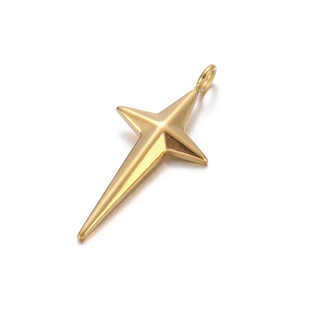 Подвески из нержавеющей стали с крестом и звездами, 5 шт. Gold color