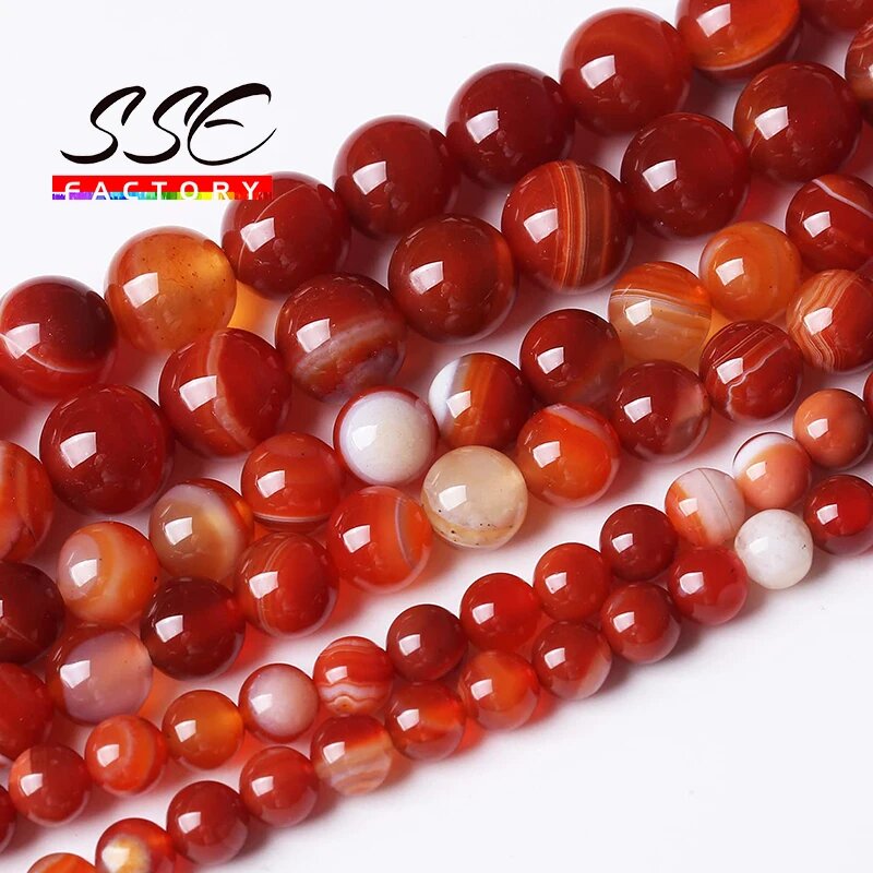 Красные полосатые бусины из агата Sunshine and Beads 4-12 мм 4mm 85 to 95pcs