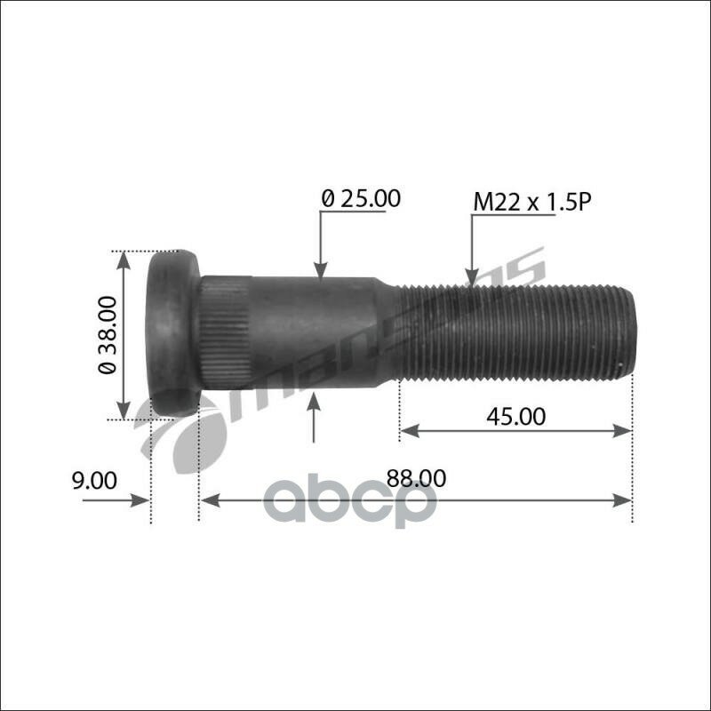 Болт колесный ! M22x1.5x88/45 SMB, Fruehauf Mansons арт. 300532
