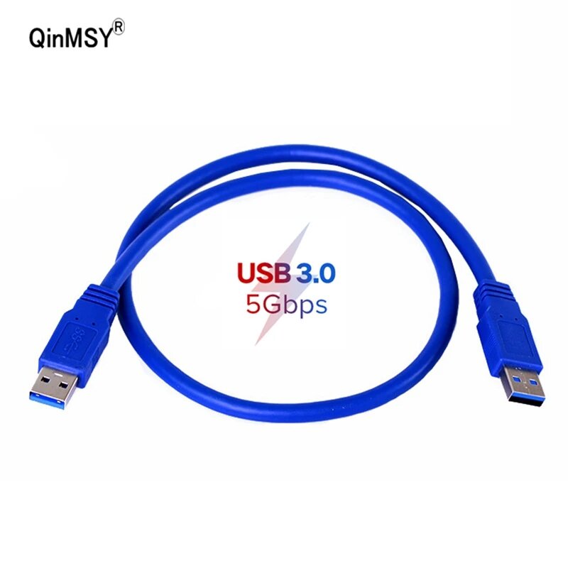 QinMSY USB 3.0 кабель 30см, синий, мужской-мужской
